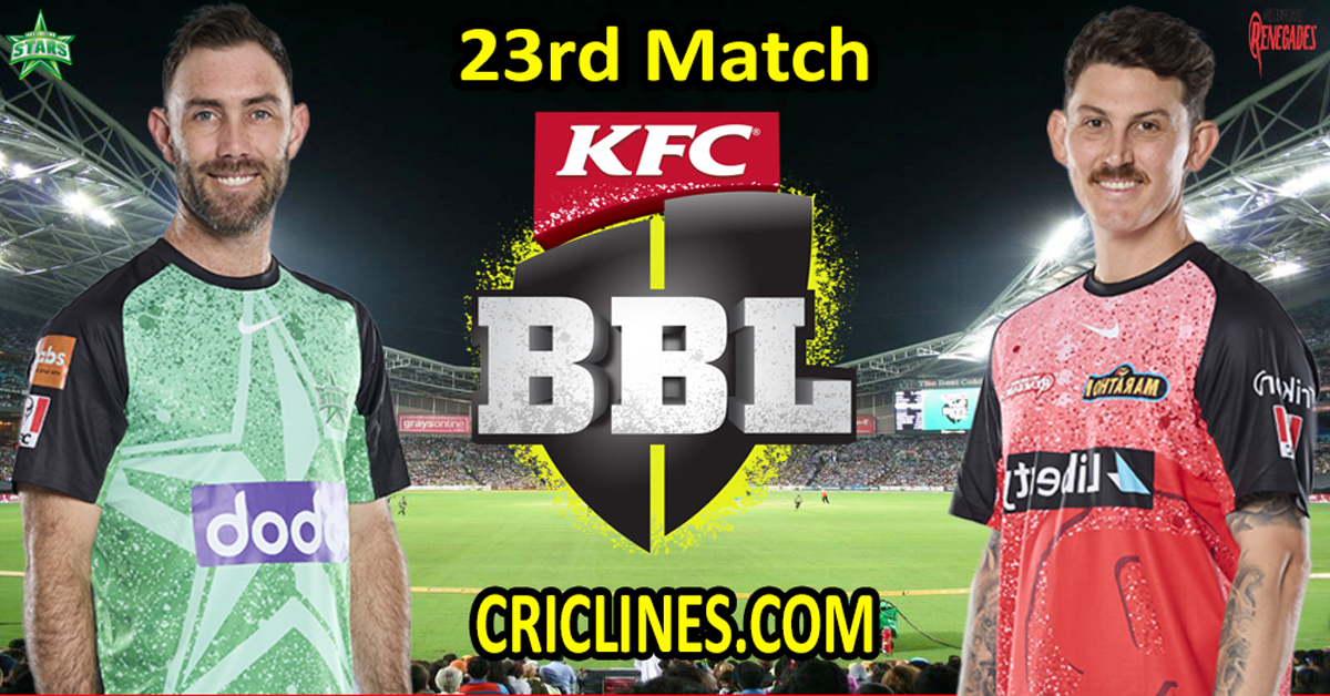 Today Match Prediction-Melbourne Stars vs Melbourne Renegades-Dream11-BBL T20 2023-24-23rd Match ...