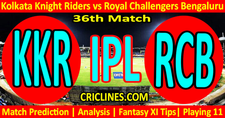 Today Match Prediction-KKR vs RCB-IPL Match Today 2024-36th Match-Venue ...