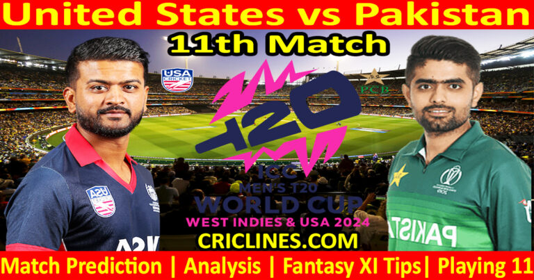 Today Match Prediction-USA vs PAK-Dream11-ICC T20 World Cup 2024-11th ...